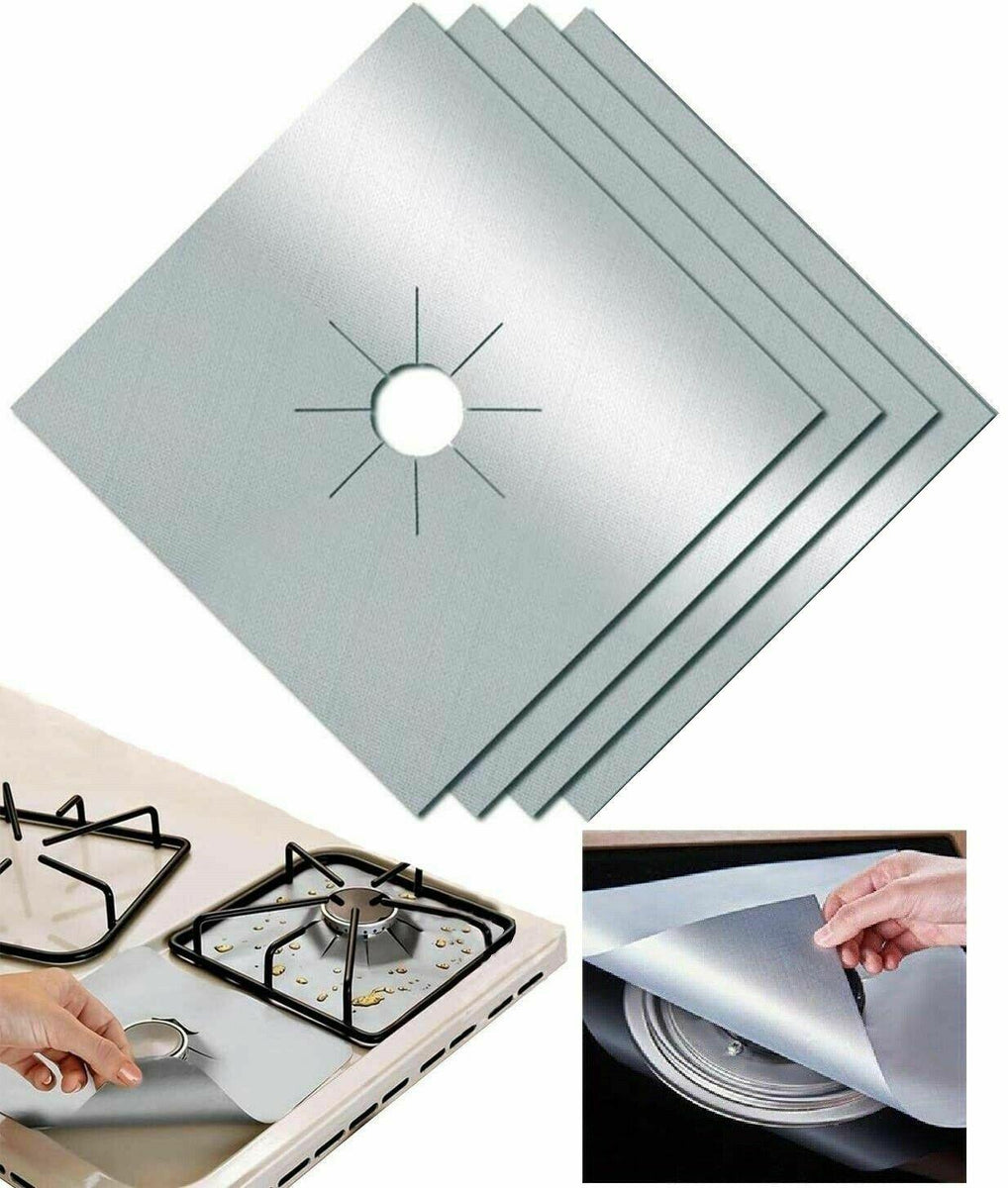 4x Reusable Gas Cooker Stove Hob Protector Liner Non Stick Reversible ...