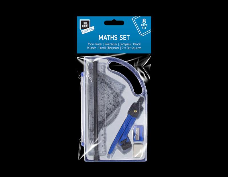 Maths Geometry Set Compass Ruler Protractor Pencil Sharpener Box School ...