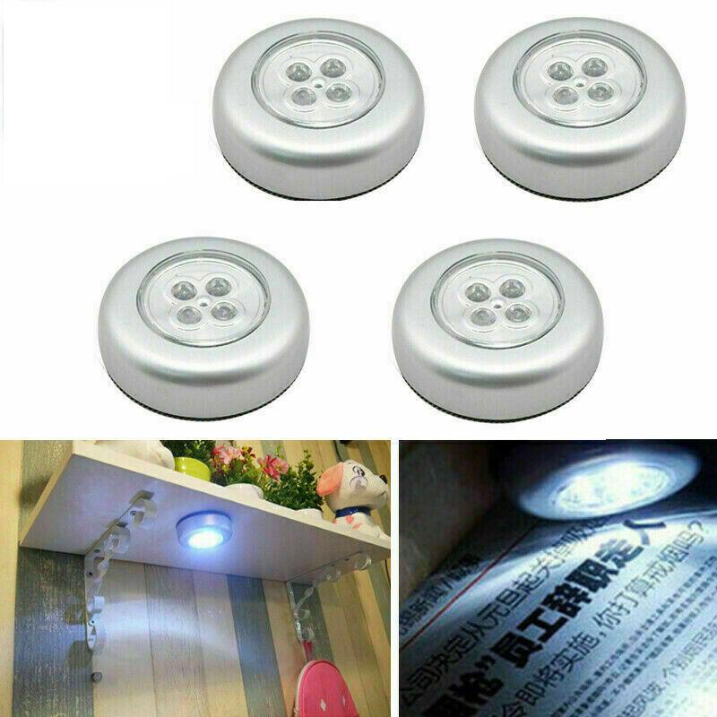4x Ultra Bright LED Push Night Light Under Cupboard Cabinet Stairs ...