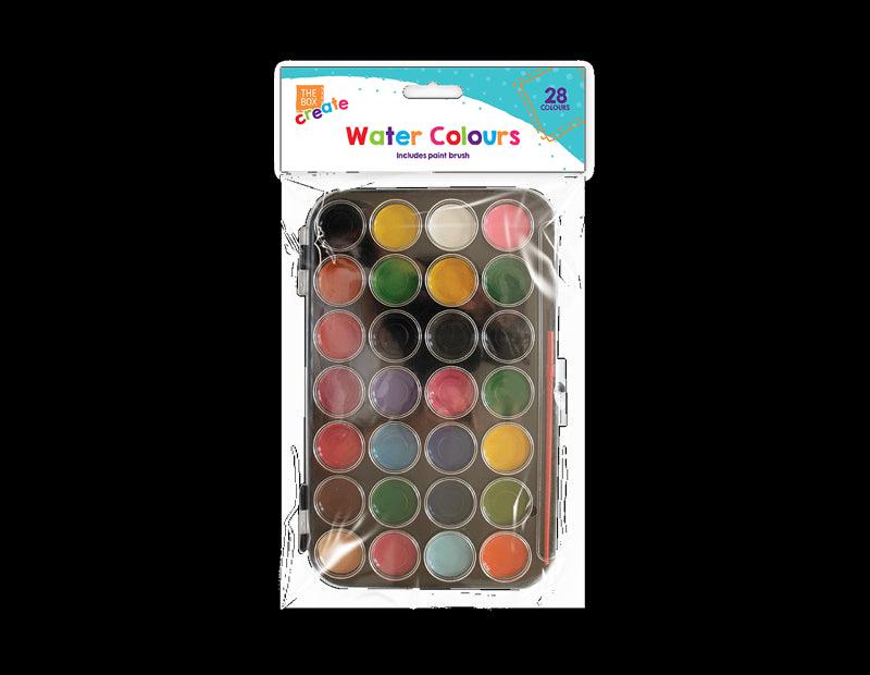 Large 28 Watercolour Paint Block Set & Brush Palette In Case Artist Art ...
