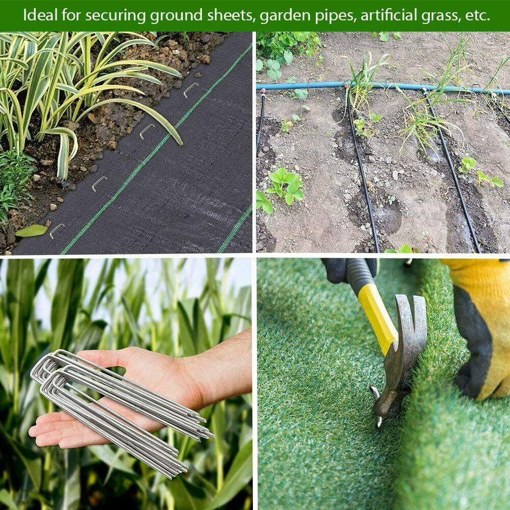 10x Heavy Duty Weed Mat Pins Galvanised Ground Pegs Staples Landscaping ...